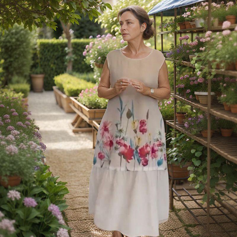 Vestido Jasmine™ em Algodão Leve com Estampa Floral e Barra Fluída / A